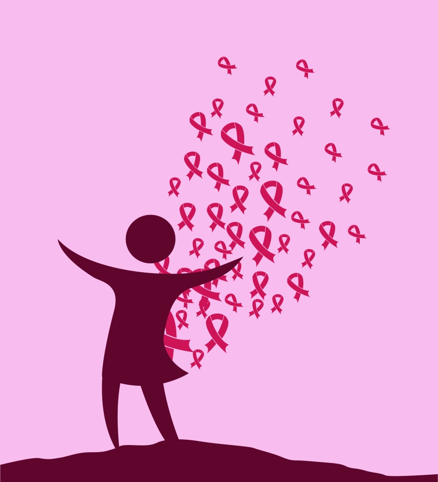 ΣΥΜΒΟΛΟ ΚΑΡΚΙΝΟΣ ΤΟΥ ΜΑΣΤΟΥ ΣΕ ΡΟΖ ΦΟΝΤΟ